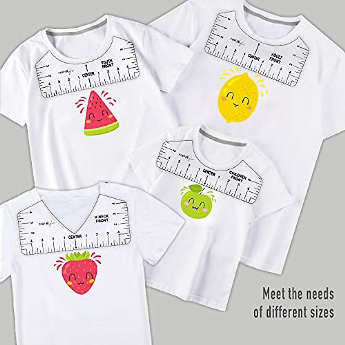 FINFINLIFE 11 Pcs Tshirt Ruler Guide for Vinyl Alignment, High Quality Shirt Ruler for Vinyl Alignment, V Neck, Tshirt Alignment Tool for Children Youth Adult Front and Back