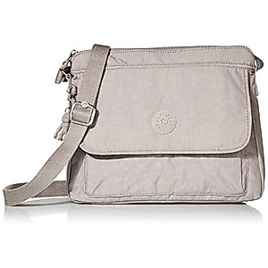 Kipling womens WomenÂ’s Aisling Bag, Lightweight Everyday Purse, Nylon Shoulder Crossbody Bag, Grey Gris, 12 L x 8.87 H 4 D US