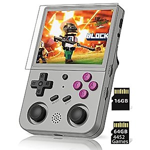 RG353V Handheld Game Console with Dual OS Android 11 and Linux, Retro Handheld Game Console Built-ind 64G TF Card 4556 Games, Support 5G WiFi 4.2 Bluetooth, Streaming and HDMI 3.5 Inch (RG353V Grey)