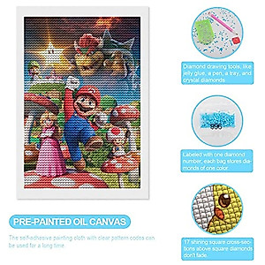 THAWR Diamond Painting Kits for Adults Kids Beginners, Cartoon DIY Diamond Art Full Drill Painting for Gift Home Wall Decor 8"x12"