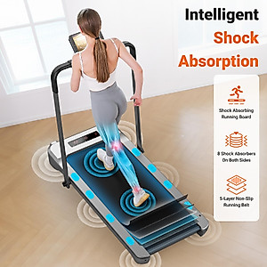 THERUN Under Desk Treadmill, Folding 2 in 1 Treadmill 265 lb Capacity 3.0 HP 18.13 Inch Widen Running Belt Walking Pad with APP Control, Remote Control for Home, Office (Silver-Gray)