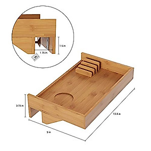 Lavish Home Bedside Shelf –Bamboo Modern Clamp-on Floating Nightstand and Bedroom Accessories Tray for Home, Dorm, RV or Apartment, 13.8” L x 9” W x 3.75” H, Natural Finish