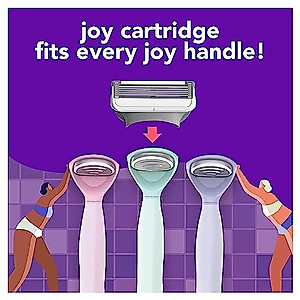 joy Womens Razor Blade Refills, 8 Count, Purple, Lubrastrip to Help Avoid Skin Irritation