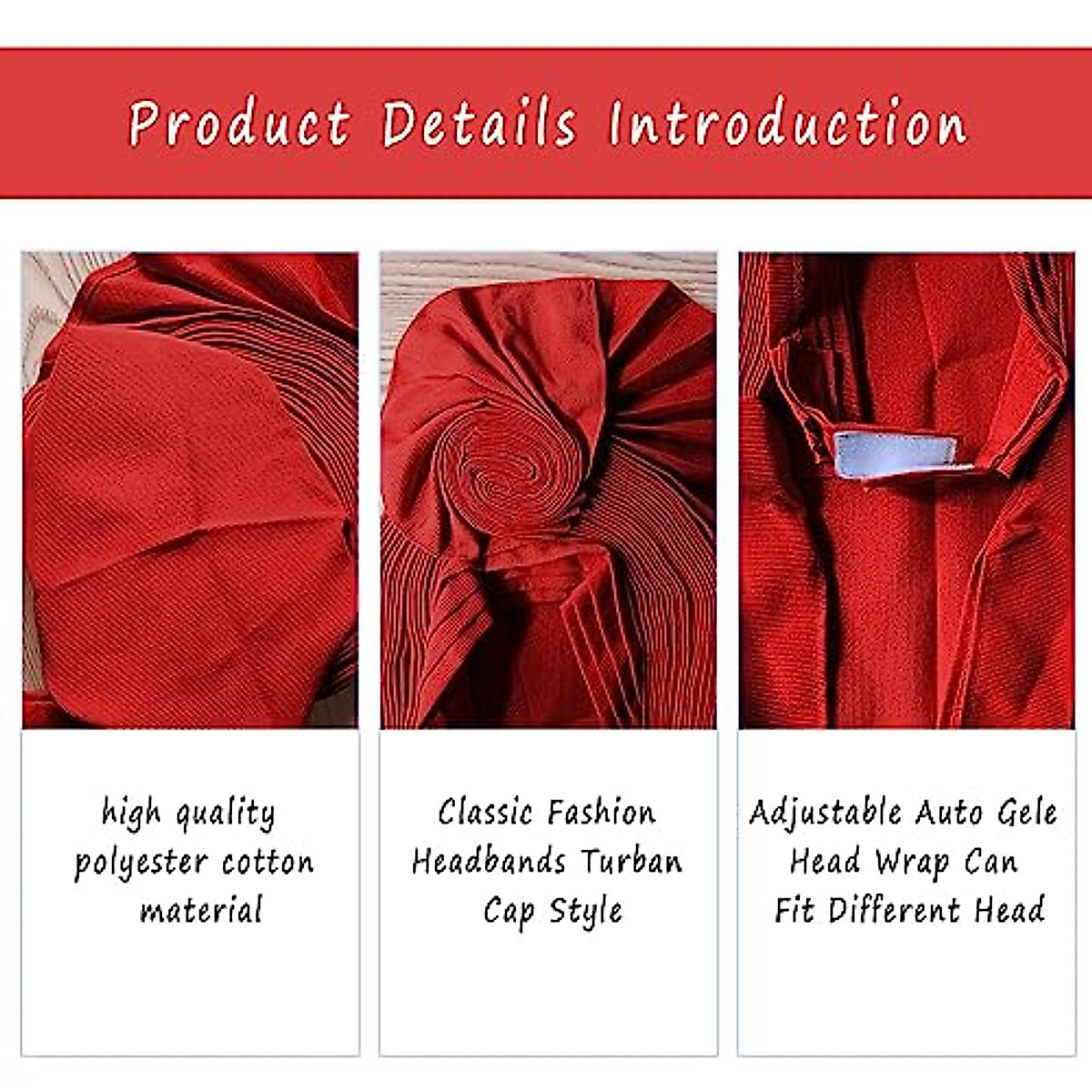 Nigerian Headtie African Head Wraps Aso Oke Gele Already Made Handmade African Turban Cap For Party (Red)