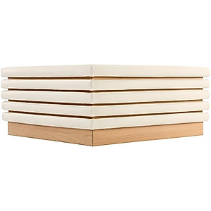 Meridian Furniture 210Cream-CT Rory Collection Modern | Contemporary Upholstered Coffee Table, Soft Cream Vegan Leather, Natural Finish Oak Veneer, Deep Channel Tufting, 39" W x 39" D x 16" H, Cream