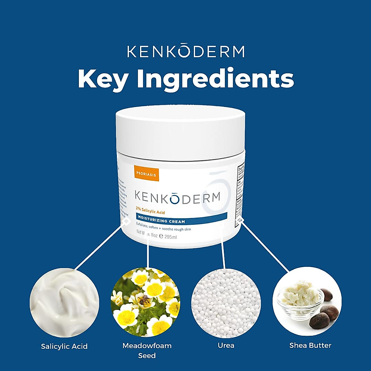 Kenkoderm Psoriasis Moisturizing Cream & Multivitamin Skin Care Bundle, Moisturizing Cream with Salicylic Acid, 10 oz & Multivitamin with Omega 3 & Vitamin D, Immune Support Supplement, 120 Capsules