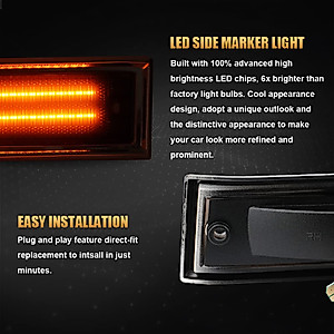 D-Lumina LED Side Marker Lights Smoked Lens for 1981-1991 Chevy C10 C20 C30 GMC C1500 C2500 Suburban Blazer Jimmy, Front Fender LED Side Marker Light, Driver & Passenger Side, Pack of 2