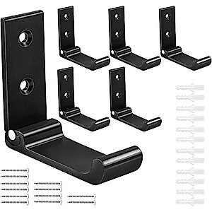 AMMAKER Folding Coat Hooks - 8 Pack Foldable Wall Hooks Aluminum Alloy Wall Mounted Coat Clothes Hook, Heavy Duty Coat Hanger Home Storage Hooks w/ Screws for Jacket Towel Key Bags Headset, Black