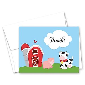 MyExpression.com 50 Cnt Fun Farm Animals Baby Thank You Cards