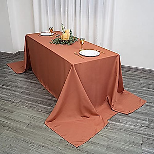 Balsa Circle 90x156-Inch Terracotta Rectangle Polyester Tablecloth Table Cover Linens for Wedding Party Events Kitchen Dining