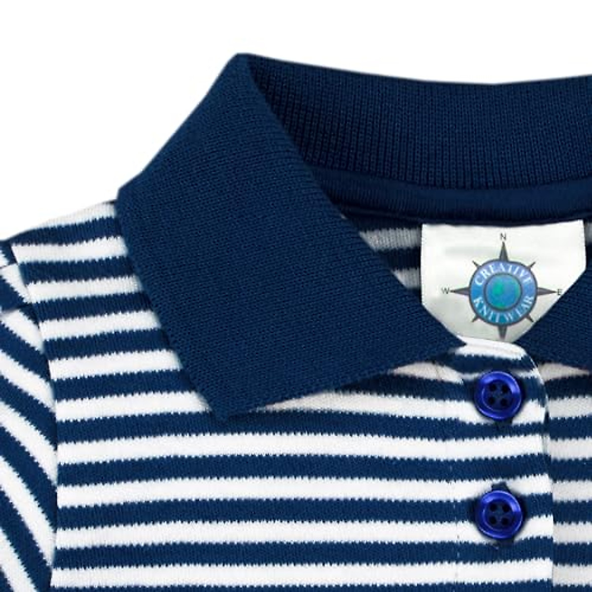 College Baby Striped Game Day Polo Dress with Bloomer - Syracuse Orange Block S Logo - Navy/White - 12 Months