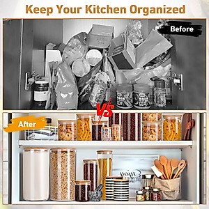 Homjoy 8 Pack Food Grade Glass Jars with Bamboo Lids, 34 FL OZ Airtight Glass Food Storage Containers with 104 Labels, Glass Flour and Sugar Containers for Flour, Sugar, Pasta,Coffee, Oats, Beans