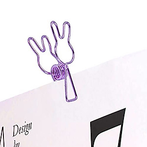 20Pcs Rabbit Bunny Shaped Binder Clips, Rabbit Shape Paper Clips Bookmarks Clips Binder Clips Combination Page Markers for Office Home School(Purple)