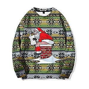 Holiday Sweatshirts For Men 3D Printed Graphic Sweatshirts Funny Top Holiday Pullover Crewneck Long Sleeve