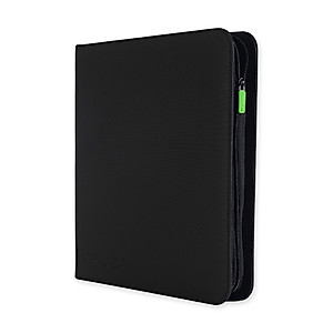 Vault X Premium Exo-Tec XL Zip Binder - 12 Pocket XL Trading Card Album Folder - 624 Side Loading Pocket Binder for TCG (Black)