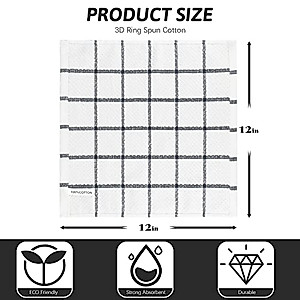 Nialnant 8 Pack Kitchen Dish Rags,100% Cotton Dish Cloths for Washing Dishes,Quick Drying Kitchen Towels,12x12 Inches,Black Plaid