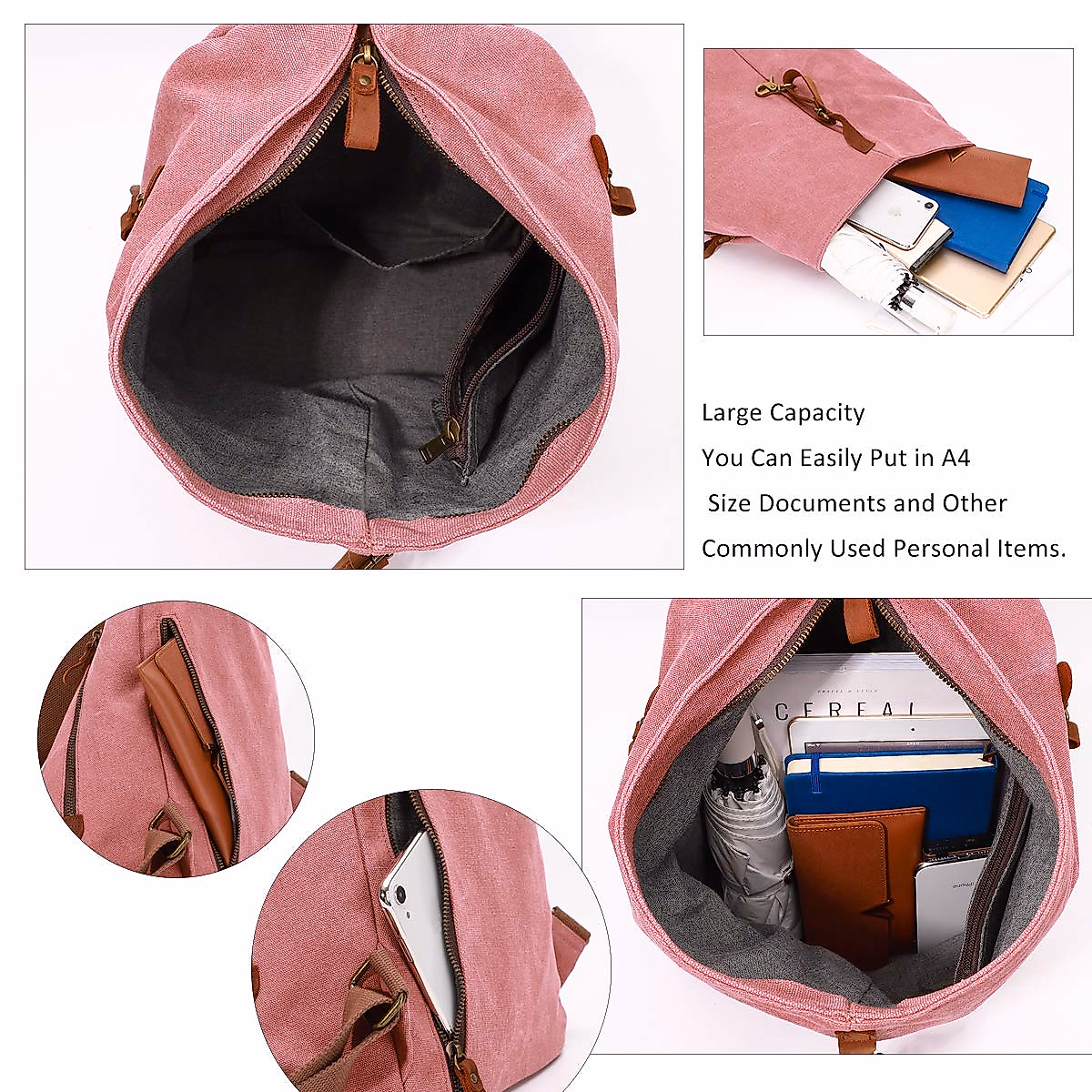 KL928 Canvas Vintage Backpack – Large Casual Daypack Outdoor Travel Rucksack Hiking Backpacks for Men Women