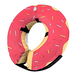 Inflatable Dog Cone Collar – Soft, Comfortable & Adjustable for Small Medium Large Dogs & Cats, Anti-Lick Recovery Donut E-Collar for After Surgery (Pink Donut, XS)