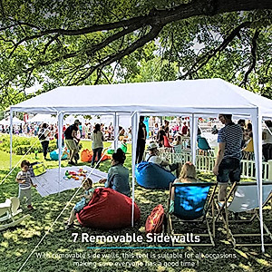 10'x30' Party Tent, Outdoor Tents for Parties, Wedding and Birthday, White Large Canopy Tent with 5 Removable Sidewalls & Transparent Windows, Outside Gazebo Event Tent for Garden, Patio and Backyard