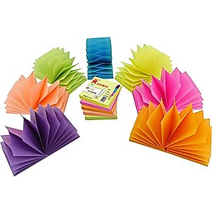 4A Sticky Pop-up Notes,3 x 3 Inches,Neon Assorted,Self-Stick Notes,100 Sheets/Pad,12 Pads/Pack,4A 303x12-N-Z