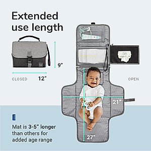 Wildcubz Portable Changing Pad | 27" Diaper Changing Mat | Wipes Pocket | Waterproof Changing Pads for Baby | Portable Diaper Changing Pad for Baby | Changing Pad Portable Changing Station (Graphite)