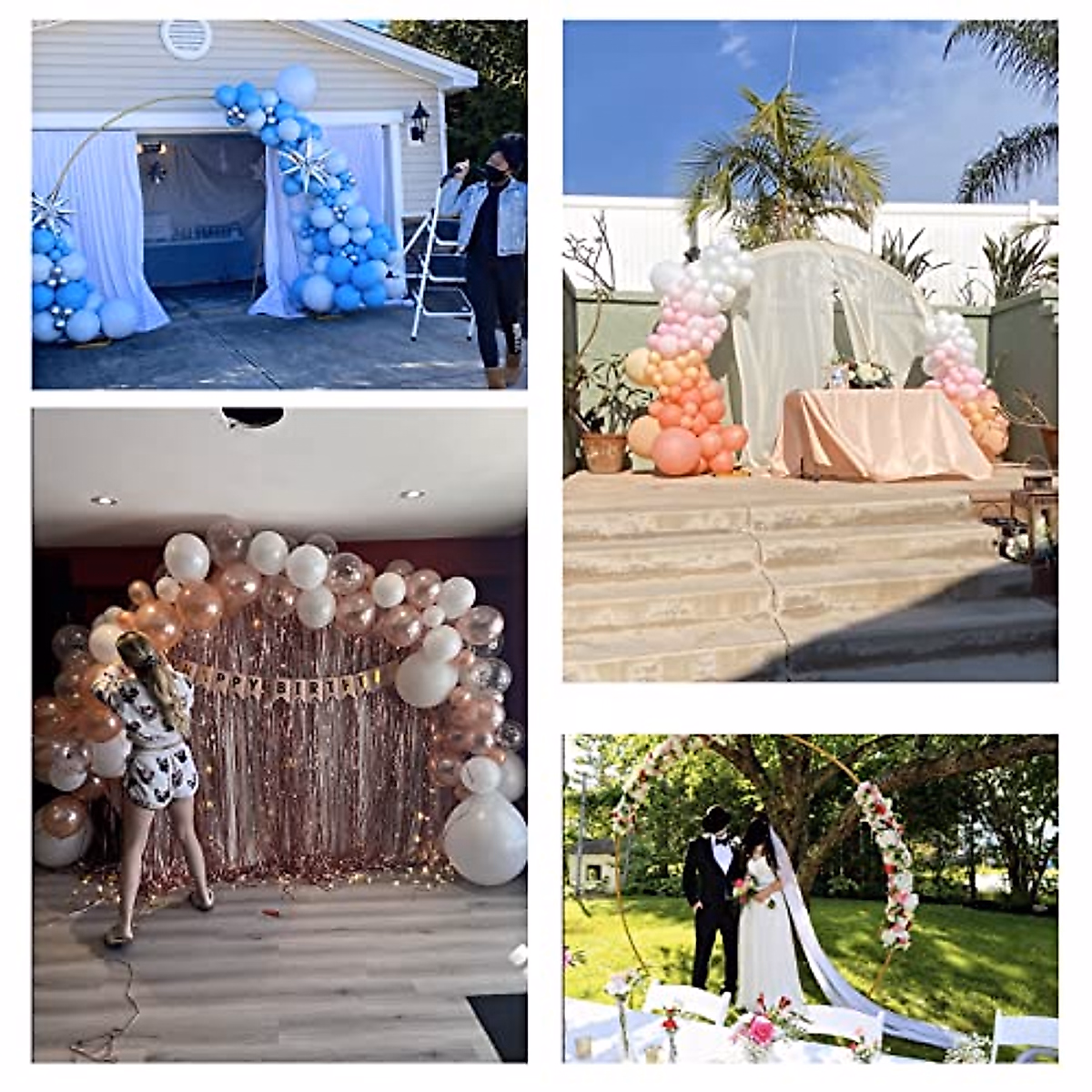 Round Balloon Arch Stand with Base Adjustable, 9.5ft x 7.2ft Gold Metal Circle Balloon Garland Stand Frame Kit for Wedding Engagement Gender Reveal Baptism Birthday Baby Shower Decoration