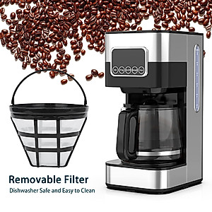 Gardcare 10-Cup Coffee Maker with Smart Touch Screen, 24-hour Programmable Coffee Machine, Stainless Steel Glass Carafe Pot with Brew Strength Control, Automatic Anti-Drip System, Black