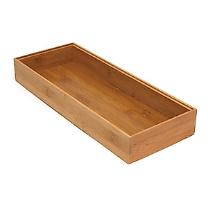 Lipper International 8186S Bamboo Wood Stacking Drawer Organizer Box, 6" x 15"