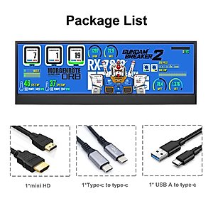 wisecoco 14'' 4K UHD IPS 3840x1100 Stretched Bar Touch Screen Display Monitor for Laptop Computer PC Speed Temperature Windows Aida64 CPU GPU HDMI Secondary Monitor for Music Media Timeline Editing