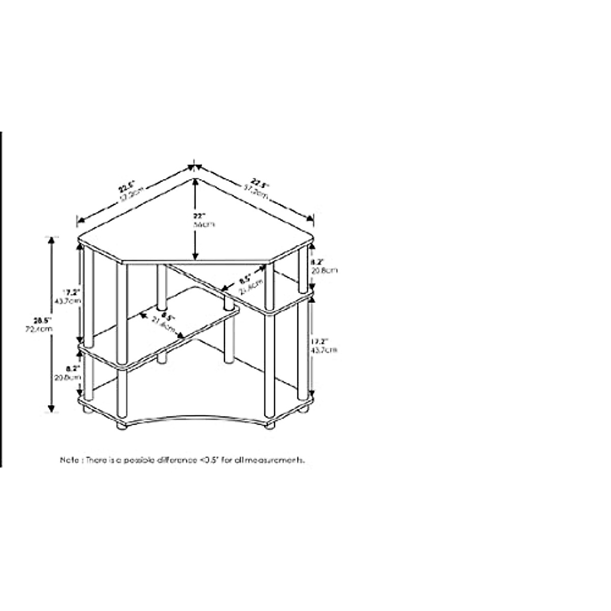 FURINNO Turn-N-Tube Space Saving, Corner Desk, Espresso/Black