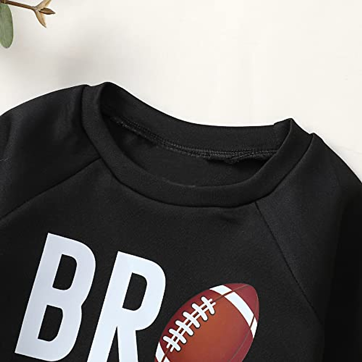 OPAWO Toddler Baby Boys Sports Sweatshirts Basketball Soccer Football Baseball Bro Graphic Pullover Infant T-Shirt Tops 9M-3T(Football,Black,2T)