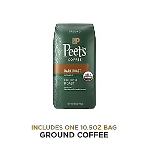 Peet's Coffee, USDA Organic Dark Roast Ground Coffee - French Roast 10.5 Ounce Bag