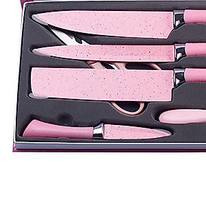 HEEPDD 6 Piece Kitchen Knife Set, Non Stick Coated Chef Knives Set Stainless Steel Colorful Knifes for Cutting Slicing Dicing Chopping ()