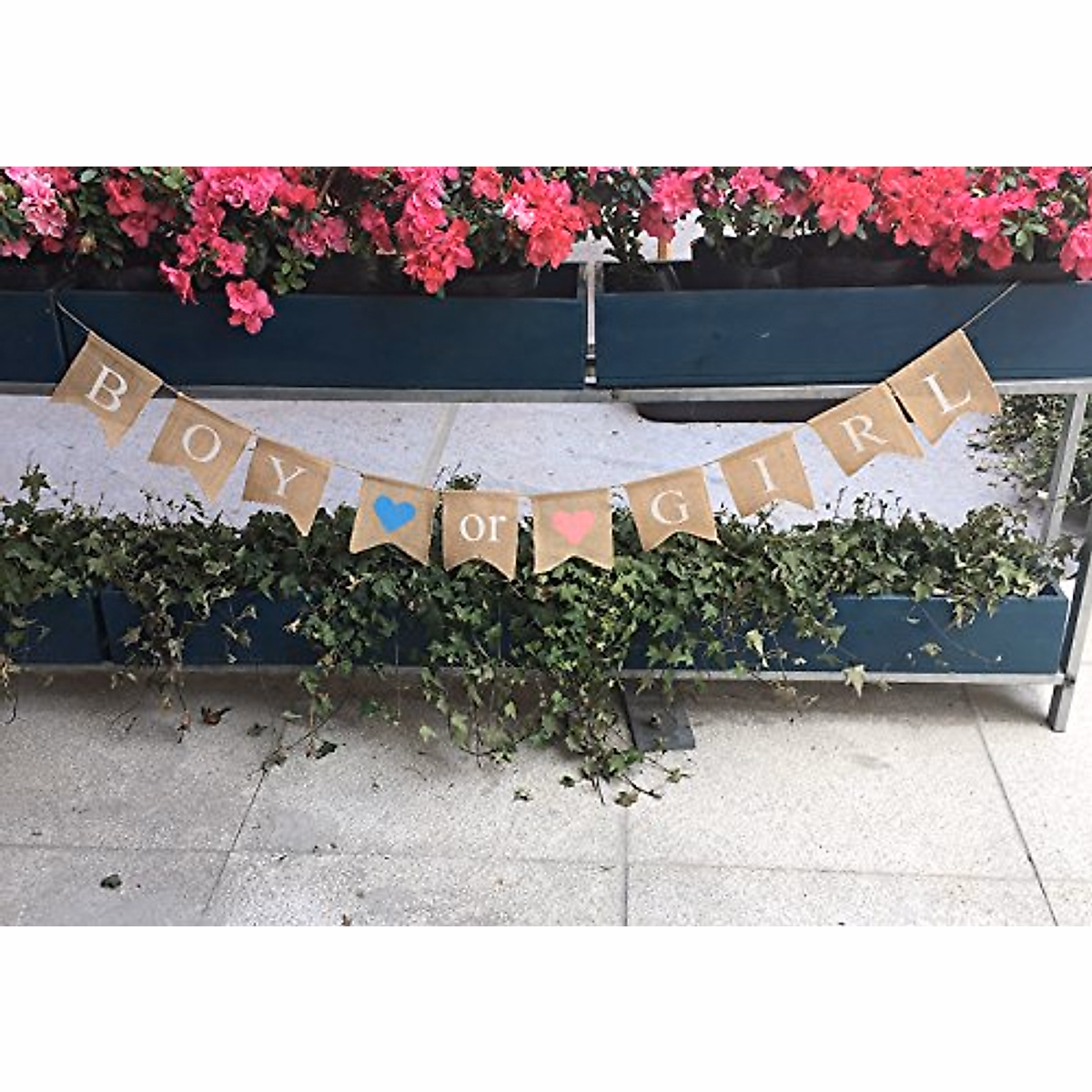 dealzEpic - BOY OR Girl - Rustic Burlap Banners for Baby Shower or Gender Reveal Party Decoration - Swallowtail Shaped Banners with Stitched Edges