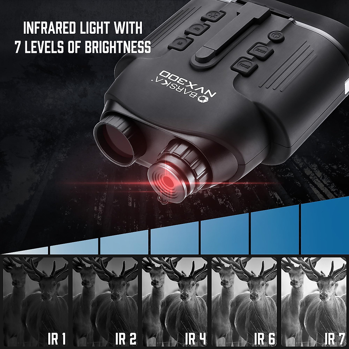 Barska Night Vision Nvx300 Infrared Illuminator Digital Binoculars, Black, Model:BQ13374