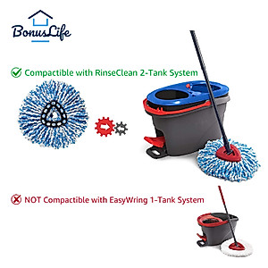 BonusLife 3-Pack Mop Head for O-Ceda RinseClean Spin Mop Refill 2-Tank System Only Easy Cleaning Microfiber Replacement