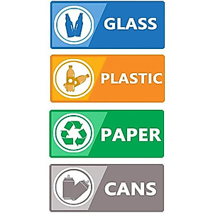 Top label Recycle Label Decal for Trash Can,Trash Sorting Recycling Sticker Sign for Use in Home and Office,4x2 Inch,20 Pcs Per Pack
