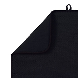 Microfibre Drying Mat for Kitchen Dish Drying Drainer Mat Absorbent Drying Mat Washing Up for Glass, Plate & Cup 16inch x 18inch 2 Pack (Black)