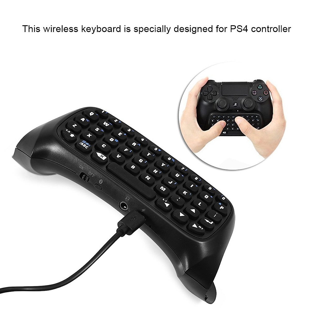 Bindpo Controller Keyboard, Mini Bluetooth Gaming Keyboard Gamepad Chatpad Message Keyboard for Playstation 4,Slim Controller/Phone and Tablet