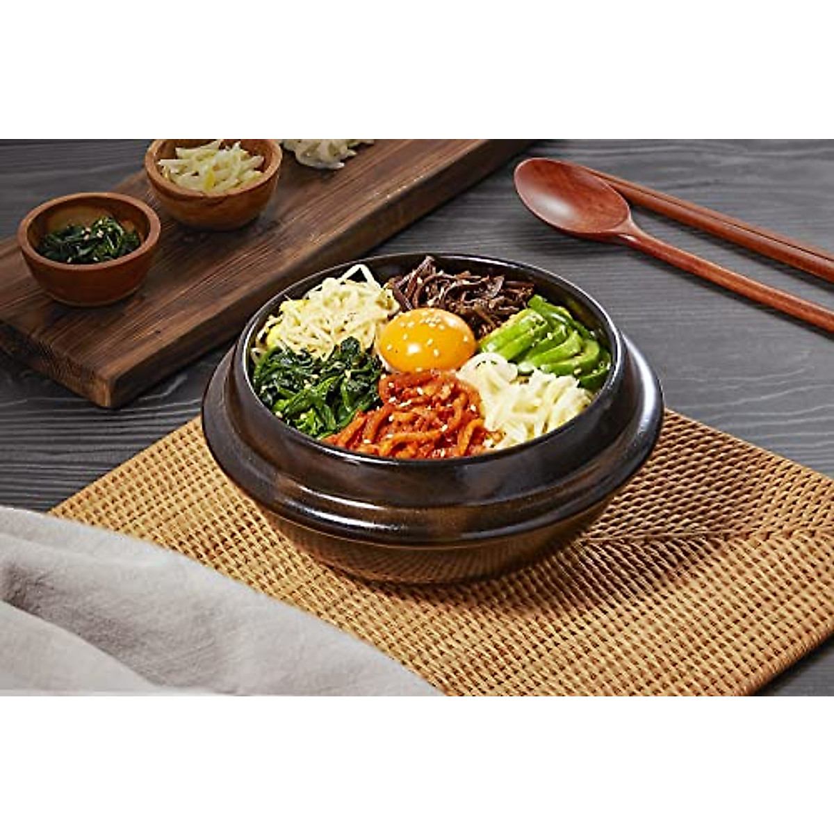 Ttukbaegi Pot With Lid 뚝배기 Korean Pot Ramen Pot Stone Clay Pots For Cooking Korean Pot Ceramic Cooking Pot Korean Stone Pot Korean Bowl Onggi Kimchi Pot (Large 30oz) Ttukbaegi Pot With Lid 뚝배기 Claypot