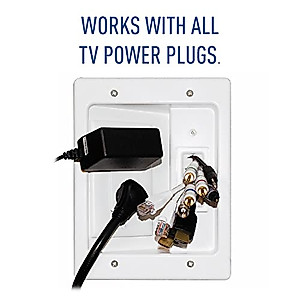 Legrand - OnQ In Wall TV Power Kit, TV Outlet Box Supports 5.1 Speaker System, TV Outlet Wall Kit to Hide Cords, Recessed TV Outlet Design Saves Space and Works with All Plugs, White, CPS306WV1