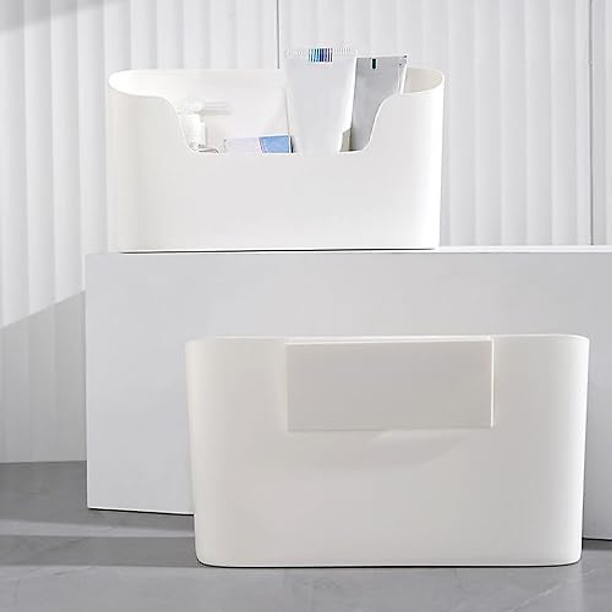 YESBAY Wall Mount Organizer Rack Wall Storage Box Floating Shelves Multi-Purpose Self-Adhesive Storage Box Sturdy Reusable Organizer for Doors Walls Refrigerators Bathroom Kitchen White