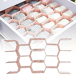 Oumefar 12pcs Drawer Dividers Organizer, Underwear Drawer Tool Drawer Divider Adjustable Honeycomb Closet Organizer Drawer Dividers(Pink)