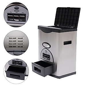 HAPPCUCOE Auto Rice Dispenser,Grain Dispenser Storage Box,Large Capacity Stainless Steel Rice Storage Container for Kitchen,Dining Room (Black)