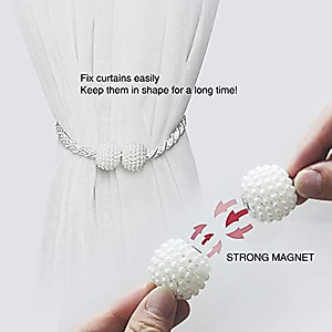 Nieffeiy Magnetic Curtain Tiebacks Convenient Curtains Drape Ties Backs Weave Rope Curtain Holdbacks for Outdoor Window Draperies (Silver, 4)
