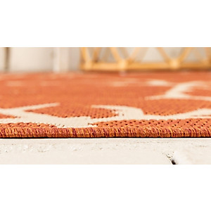 Unique Loom Outdoor Botanical Collection Area Rug - Branch (7' 1" x 10' Rectangle, Terracotta/ Beige)