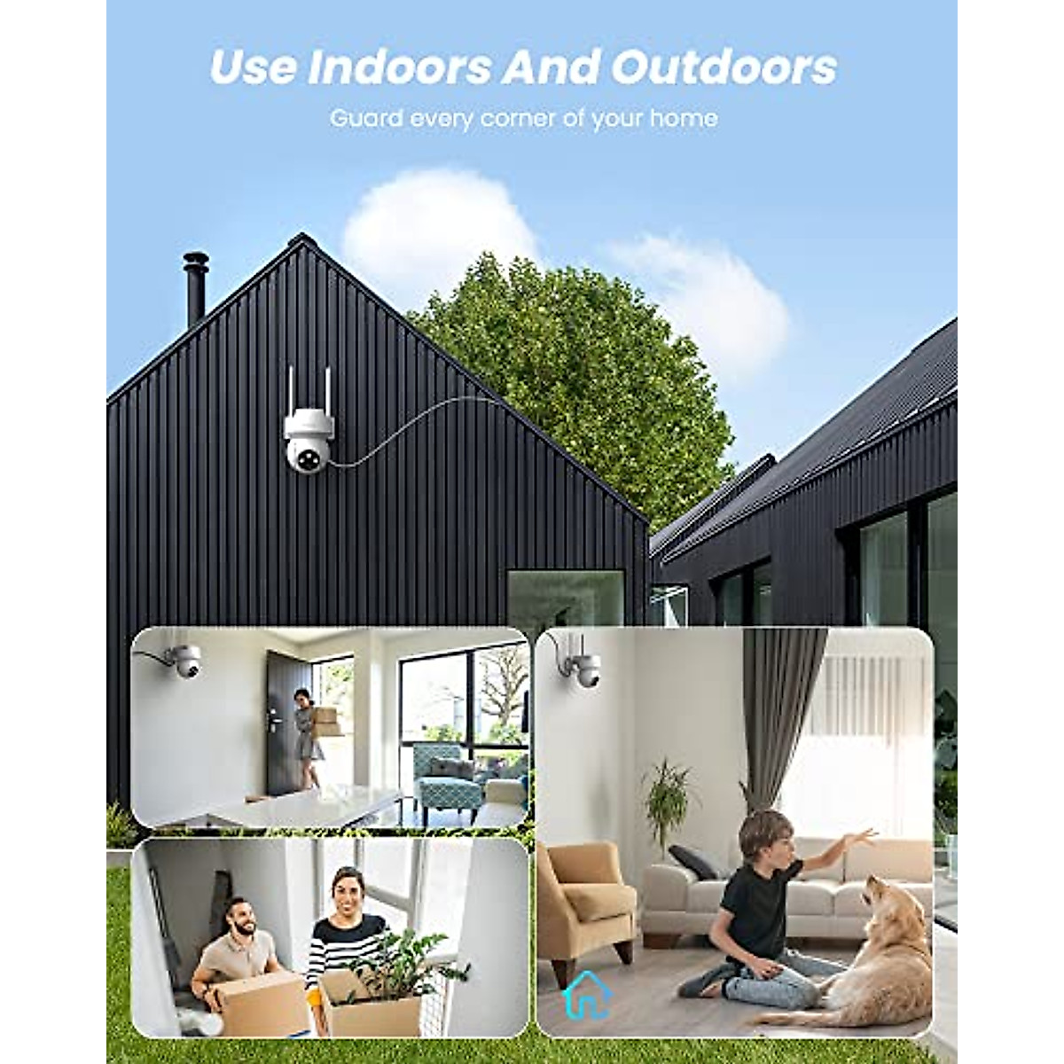 TOAIOHO 2K Security Camera Outdoor, Camera for Home Security Outside with Color Night Vision, Motion Detection and Alarm, 2-Way Talk, IP66 Waterproof, 360°Viewing,SD Card & Cloud Service