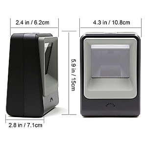 TEEMI Handsfree 1D 2D Barcode Scanner, QR Omnidirectional Desktop USB Wired Virtual COM Port Automatic Bar Code Imager, Capture Screen barcodes, Support Data Formatting, TMSL-60 Black
