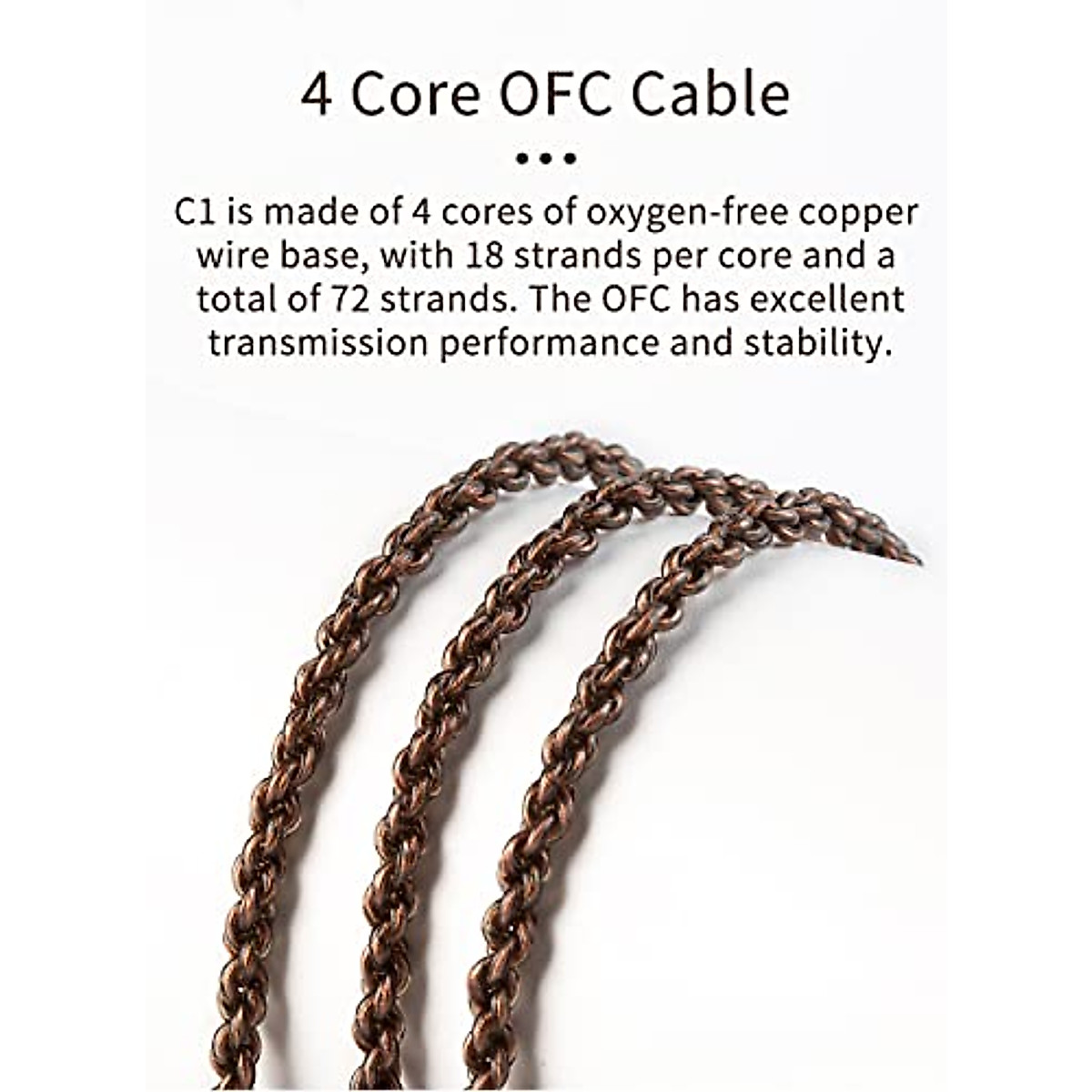Keephifi Earphone Cable-KBEAR Type-C1 Connector Earbuds Upgrade OFC Cable with TFZ Pins Interface, Line-Control Noise Cancelling Microphone, Suitable for KBEAR HiFi Bass Headphone KS1 KS2(Brown)