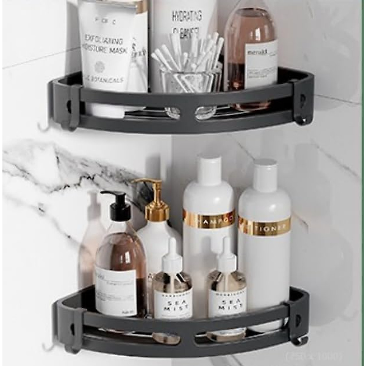 New Multi-Hook Double Folding Three-Piece Set, 60cm Bathroom Space Aluminum Double Folding Bath Towel Rack, Upgraded Hollow Double Tripod, 60cm Thick Flat Tube Double Towel Rod